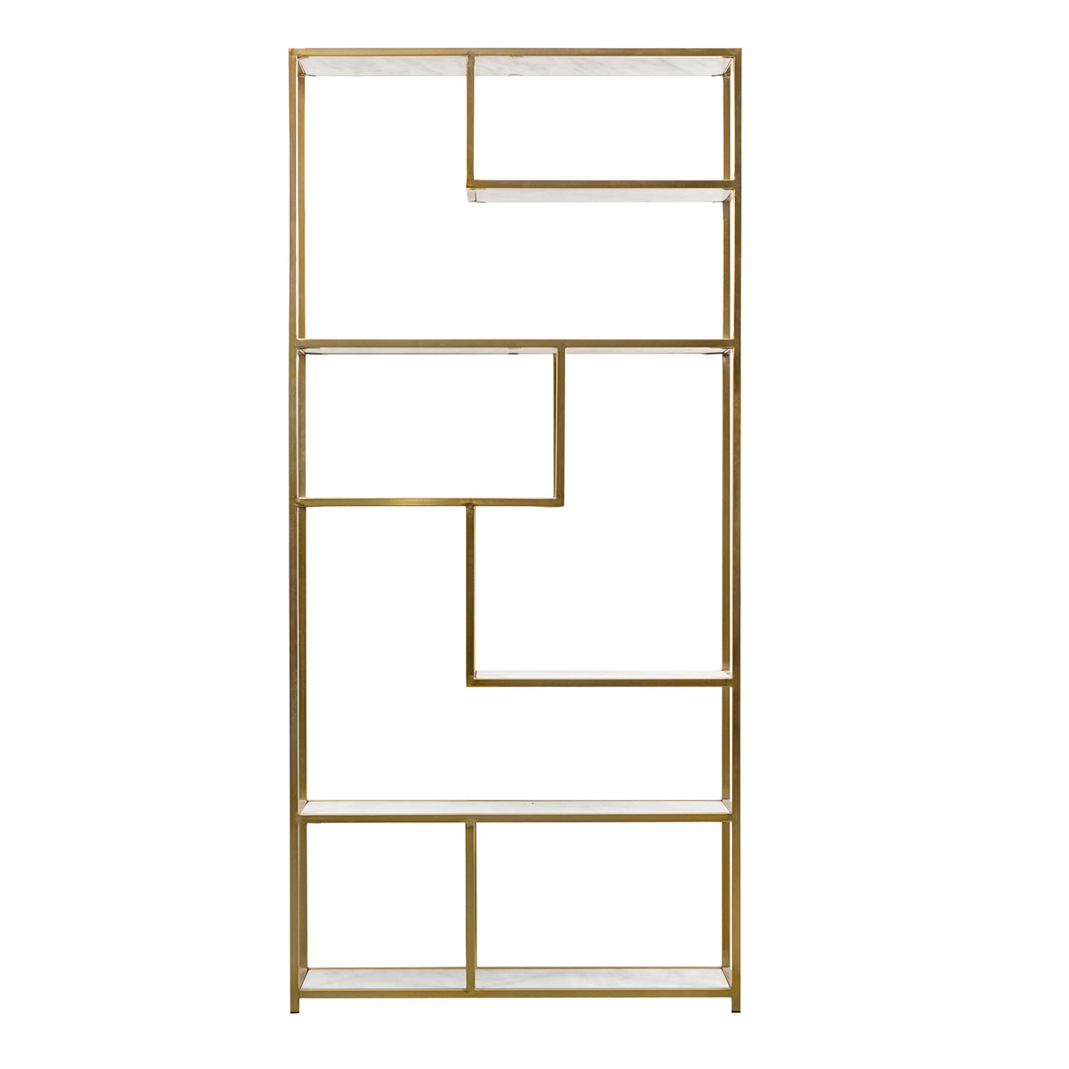 Gold Shelving Unit - Emily - White Marble/Gold — Furnified
