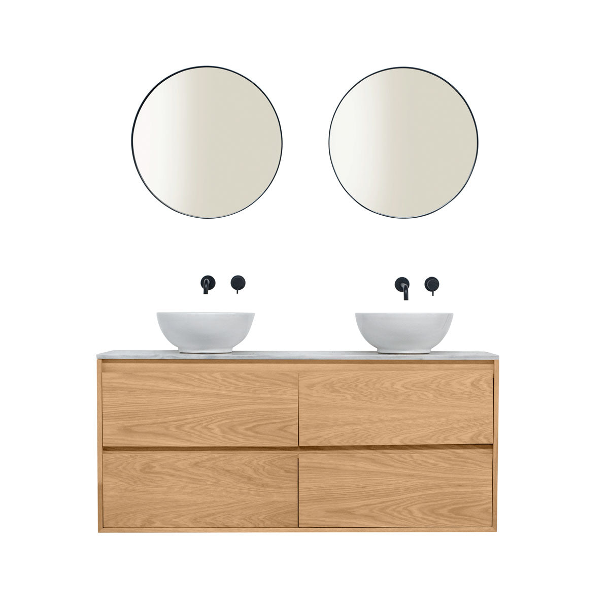 Mobiliario de baño Terrazzo Ann - Mueble Roble - Lavabo de porcelana A ...